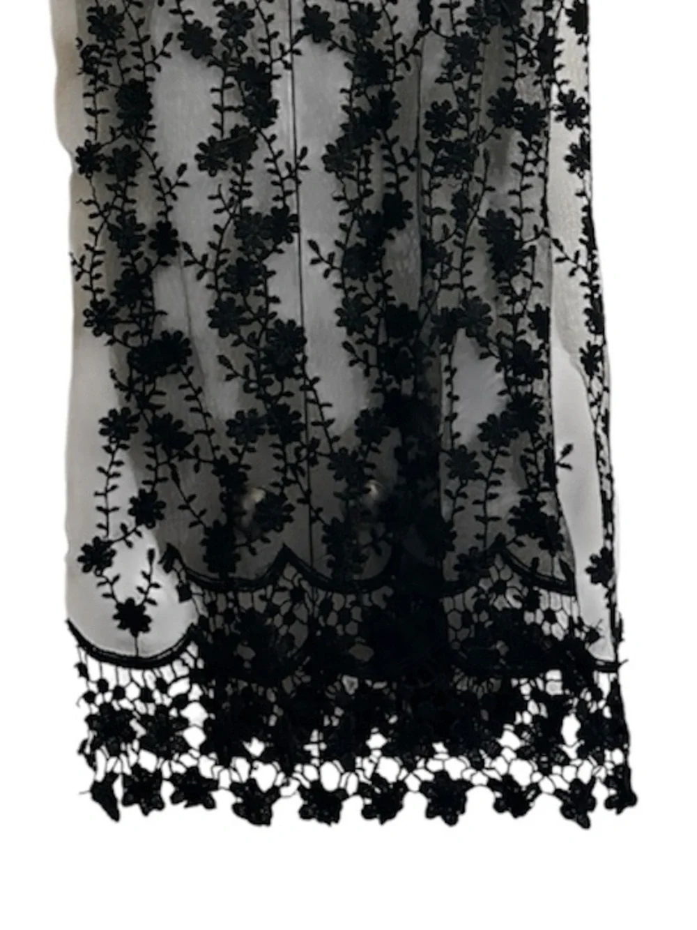 Accessories | Sheer Black Floral Embroidered Shawlscarf | Poshmark